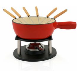 9-teiliges Gusseisen Fondue Set für 6 Personen 2 l emailliert, rot - BBQ-Toro