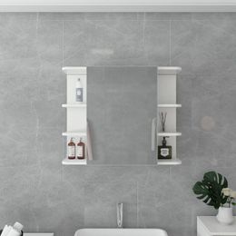 ML-Design Spiegelschrank für Badezimmer, 80x64x21 cm, Weiß, aus mdf Holz, Badschrank mit Spiegel, Tür und 8 Ablagen, viel Stauraum, Hängeschrank Wandschrank