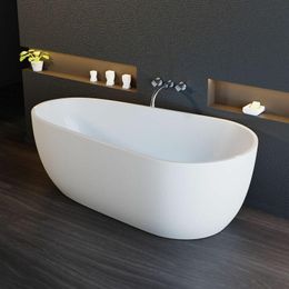 Freistehende Badewanne Dia 170cm x 80cm x 58cm Wanne aus Acryl mit Siphon / Ablaufgarnitur in weiß Luxus Badewanne im Nostalgielook - TroniTechnik