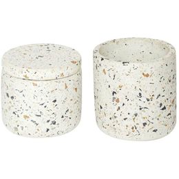 The Home Deco Factory - Set aus Blumentopf und Topf mit Deckel Terrazzo