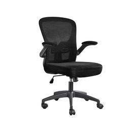 Yaheetech - Bürostuhl ergonomisch, Schreibtischstuhl mit klappbaren Armlehnen, Netzbespannung, Höhenverstellbarer Computerstuhl mit Gepolstertem