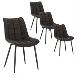 WOLTU 4 x Esszimmerstühle 4er Set Esszimmerstuhl Küchenstuhl Polsterstuhl Design Stuhl mit Rückenlehne, mit Sitzfläche aus Kunstleder, Gestell aus Metall,
