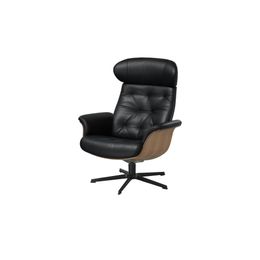 Möbel Kraft Sessel in Leder mit Knopfnaht - schwarz - Materialmix - 80 cm - 101 cm - 81 cm - Möbel Kraft