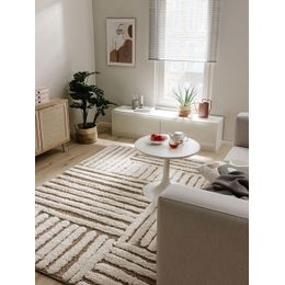 benuta Pop Hochflor Shaggyteppich Tibo Cream/Beige 120x170 cm - Hochflor Teppich für Wohnzimmer