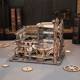 Robotime Murmelbahn Holz Bausatz | ROKR Marble Night City | 294 Teile | 3D Puzzle