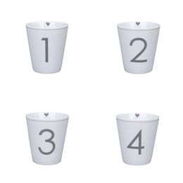 Krasilnikoff Happy Mug Advents 4er Set, Ø 8,7 x H 10 cm, 4er Set, weiß