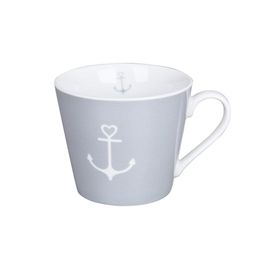 Krasilnikoff Tasse Happy Cup Anchor, 400 ml, grau