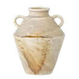 Bloomingville Vase Ines aus Steingut, Ø 13,5 cm, Höhe 18 cm, braun