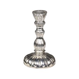 Chic Antique Kerzenständer mit Rillen Antik Silber, H14,5/Ø8,5 cm, antik silber