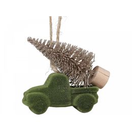 Chic Antique Baumschmuck Truck mit Weihnachtsbaum, H5,5/L6,5/B3 cm, moosgrün