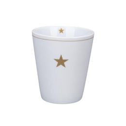 Krasilnikoff Happy Mug Star aus Porzellan, Ø8,7 x H10cm, weiss