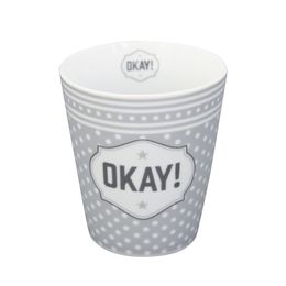 Krasilnikoff Happy Mug Okay, Ø8,7 x H10cm, 330 ml, grau