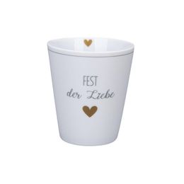 Krasilnikoff Happy Mug Becher Fest der Liebe, Ø8,7 x H10cm, weiss