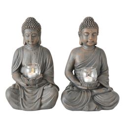 Boltze Windlicht Buddha Statue, L26/B25/H41 cm