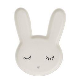 Bloomingville Teller Smilla Hase aus Steingut, 24 x 17 x 2 cm, weiss