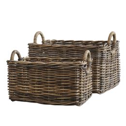 Chic Antique Korb geflochten 2er Set , H38/L56/B39 cm, natur