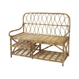 Chic Antique Bank mit Rückenlehne und 3 Ablagen, 120 x 45 x 80 cm, natur