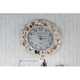 Faktorei Wanduhr Shabby, recyceltes Holz, weiß, Ø 70 cm / 9 cm