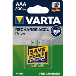 Varta Recharge Akku wiederaufladbare Batterien, AAA Micro 800 mAH 2er Pack