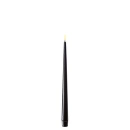 Deluxe Homeart LED Stabkerze mit Lack Real Flame 2er Set, Ø2,2 cm x H 28 cm, 2er Set, schwarz