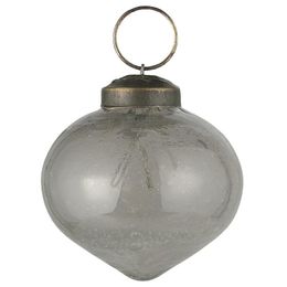 IB Laursen Weihnachtskugel bubbled Glas zwiebelförmig, Höhe 5.4, Ø 5.2 cm, grau