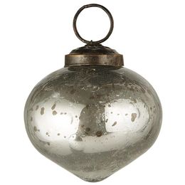 IB Laursen Weihnachtskugel bubbled Glas zwiebelförmig, Höhe 5.4, Ø 5.2 cm, silber