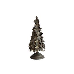 Chic Antique Weihnachtsbaum aus Eisenblättern, Ø 14 cm, H 36 cm, antique messing