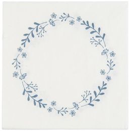 IB Laursen Serviette mit Blumenkranz, 40 x 40 cm, creme/blau