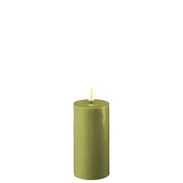 Deluxe Homeart LED Stumpenkerze Real Flame olive, Ø5 x H10cm, olive