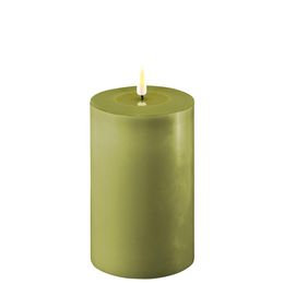 Deluxe Homeart LED Stumpenkerze Real Flame olive, Ø10 x H15cm, olive