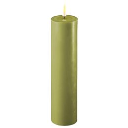 Deluxe Homeart LED Stumpenkerze Real Flame olive, Ø5 x H20cm, olive