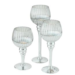 Boltze 3er Set Windlicht Minou, Set: H20-30 x Ø11 cm, silber