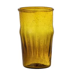 Bloomingville Taja Trinkglas, Recyceltes Glas, Ø 7xH11,5 cm, gelb