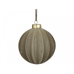 Chic Antique Weihnachtskugel Velours in Fächerstruktur, H12/Ø11 cm, latte