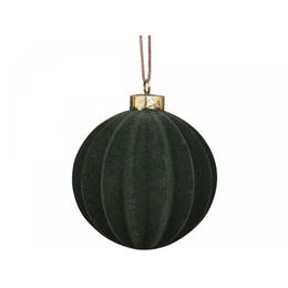 Chic Antique Weihnachtskugel Velours in Fächerstruktur, H12/Ø11 cm, moosgrün