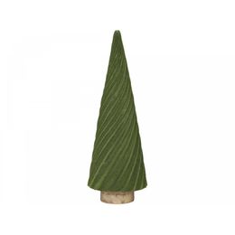 Chic Antique Velours Weihnachtsbaum auf Fuß, H24,5/Ø8,5 cm, moosgrün