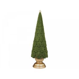 Chic Antique Velours Weihnachtsbaum auf Fuß, H35/Ø10 cm, moosgrün