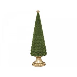 Chic Antique Velours Weihnachtsbaum auf Fuß, H20/Ø6 cm, moosgrün