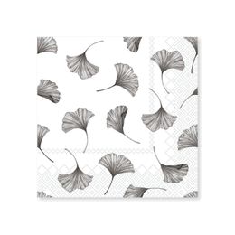 Chic Antique Serviette Gingko Blätter, L33/B33 cm, weiss