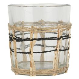 IB Laursen Windlicht für Teelicht Glas und Bambus, Höhe 8, Ø 5,8 cm