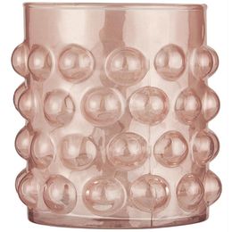 IB Laursen Kerzenhalter aus Glas mit Noppen, H: 10 cm, Ø: 10 cm, hellrosa