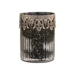 Chic Antique Teelichthalter mit Dekokante, H14,5/Ø11 cm, champagner