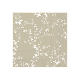 Chic Antique Quadratische Serviette mit Blumen, L33/B33 cm, latte