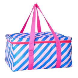 Rice Rice Kühltasche gestreift, 44 x 36 x 20 cm, Pink and Blue