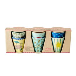 Rice Melamin Becher 6er-Set Funky Prints Blau, Small: L30 x B8 x H11 cm, diverse