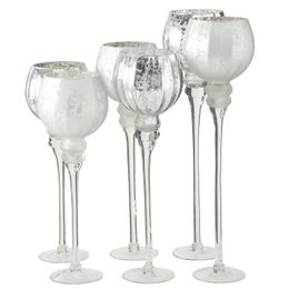 Boltze 3er Set Windlicht Manou silber, Set: H38-47 x Ø13 cm, silber