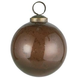 IB Laursen Weihnachtskugel Glas pebbled, Höhe 8.3, Ø 8 cm, mokka