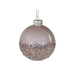 Chic Antique Weihnachtskugel Bauble mit Glitzer, Ø 8 cm, antique latte, halb