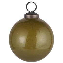 IB Laursen Weihnachtskugel Glas pebbled, Höhe 8.3, Ø 8 cm, autumn green