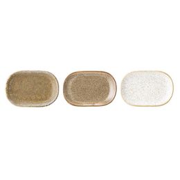 Bloomingville 3er Set Teller Addison, 9,5 x 6,5 x 3 cm, beige